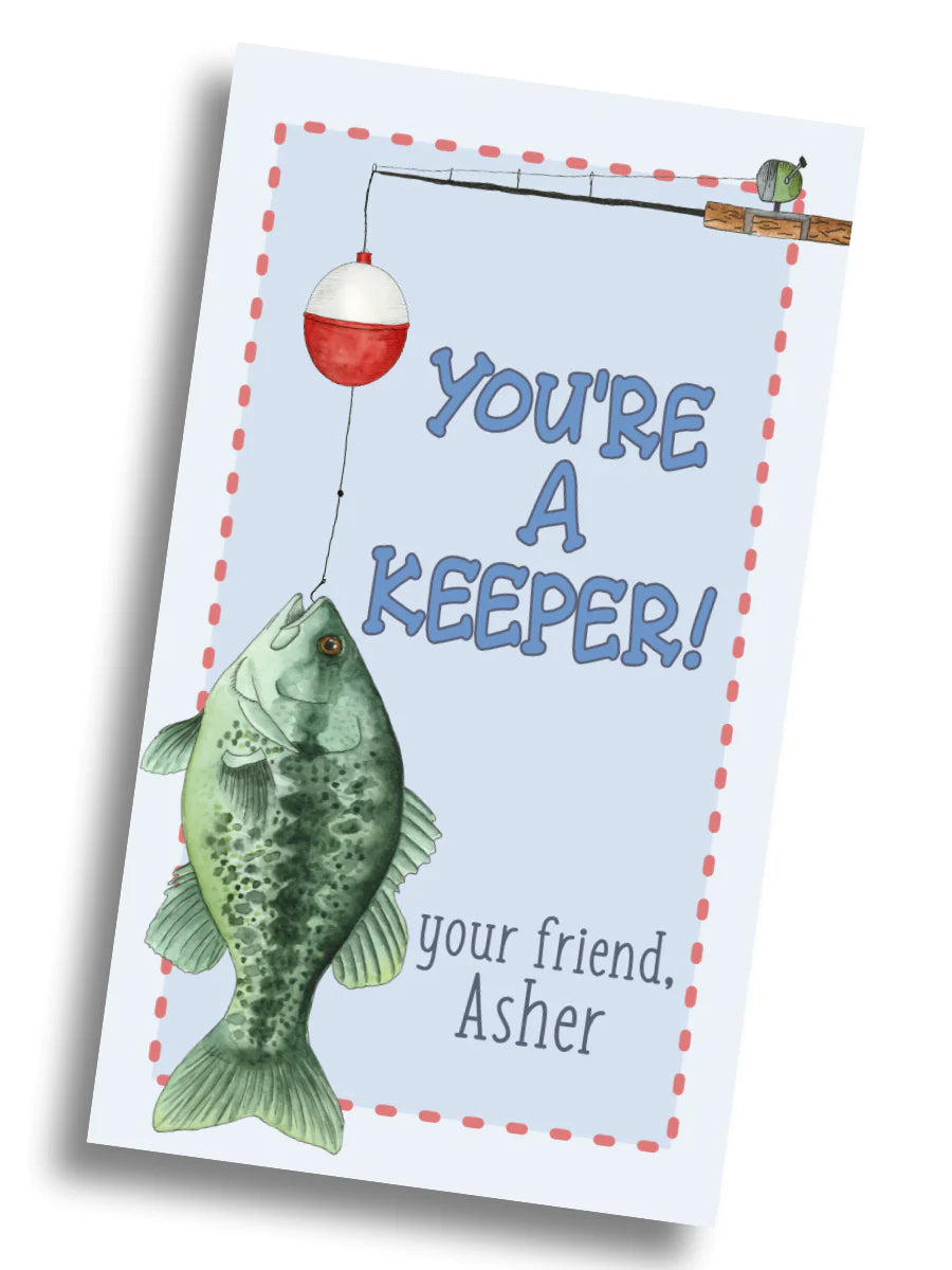 Keeper Fish Valentine Tag - Blue - PRINTABLE – Hunny Bee Paperie