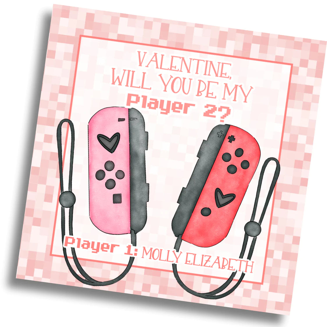 Gamer "Player 2" Valentine Card - Girl - PRINTABLE – Hunny Bee Paperie
